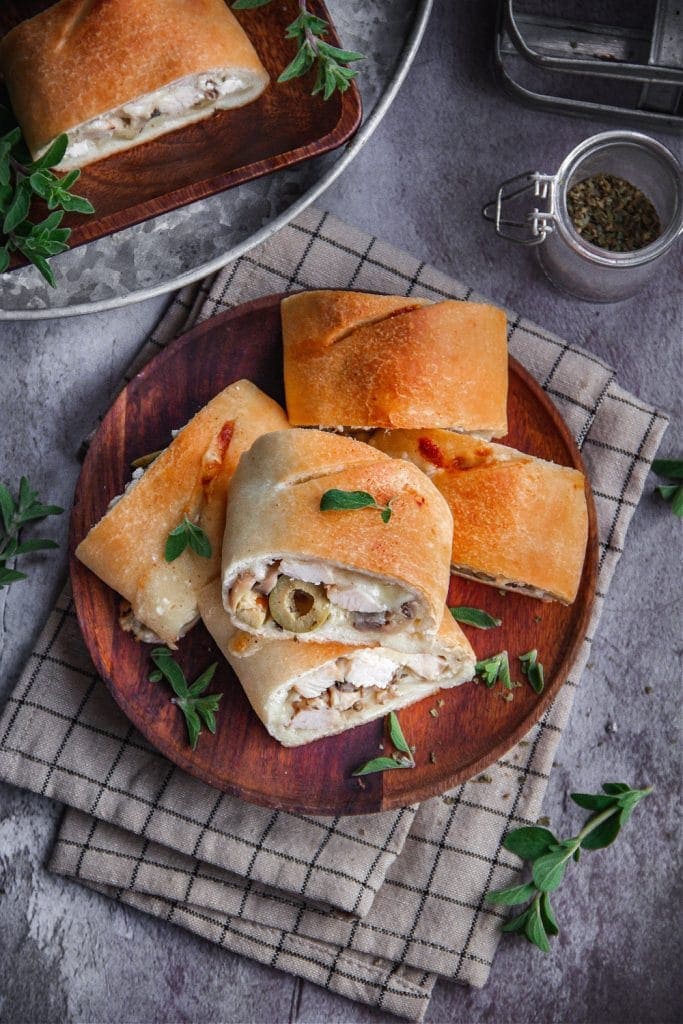 Stromboli with Greek Inspired Chicken - Sandra's Easy Cooking