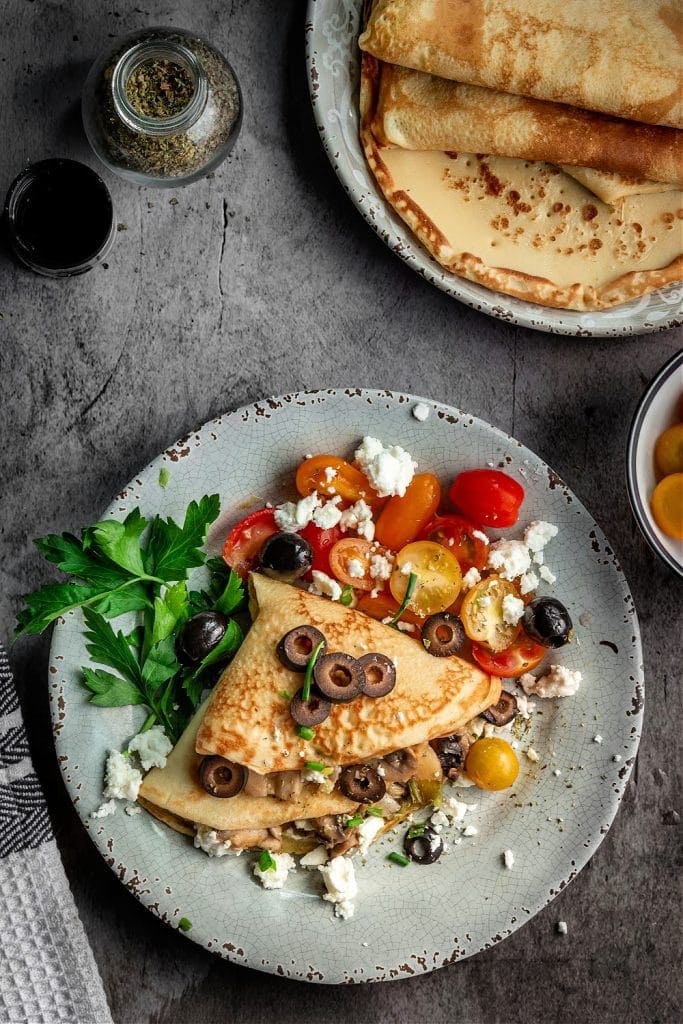 Savory Crepes with Mushrooms and Scallions • Sandra's Easy Cooking