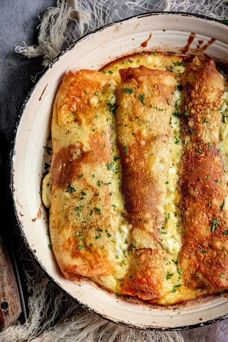 Baked Crepes with Mushrooms and Spinach • Sandra's Easy Cooking