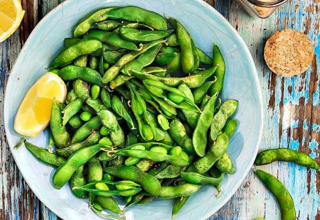Edamame with Sriracha Sea salt and Meyer Lemon • SNACKS