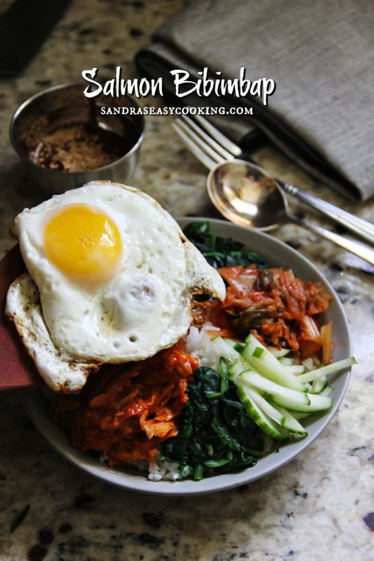 Salmon Bibimbap — Korean Rice Bowl - Sandra's Easy Cooking
