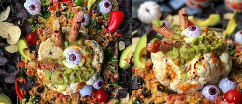 Spooky Halloween Cauliflower Bowl Bean Dip - Sandra's Easy Cooking