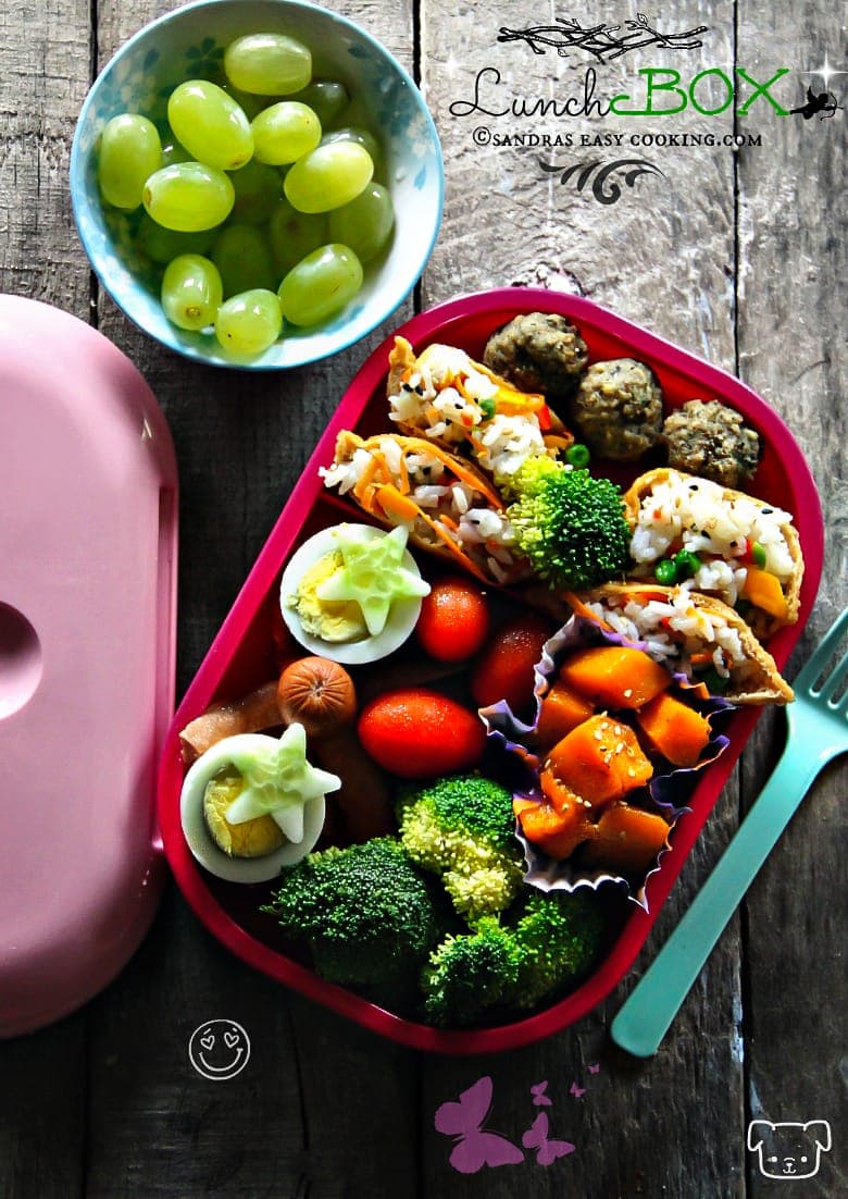 Lunch Box: Yubu Chobap (Inarizushi) - Sandra's Easy Cooking