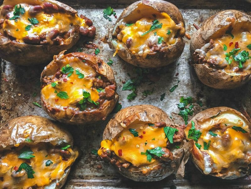 Beef Chili Baked Potatoes - Sandra's Easy Cooking