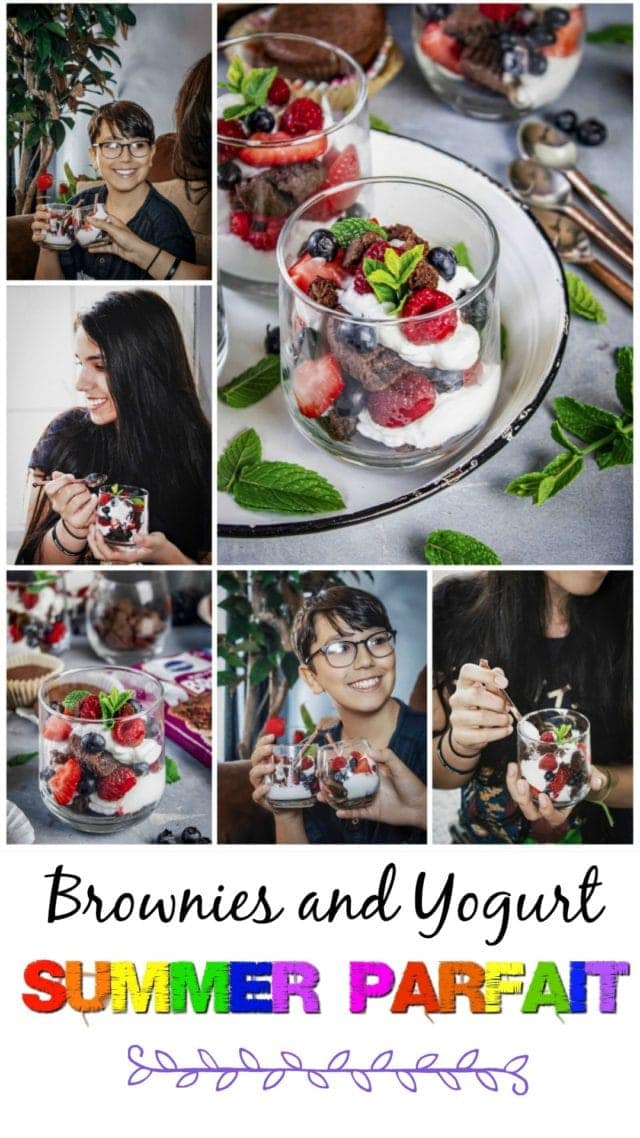 Brownies and Yogurt Summer Parfait - Sandra's Easy Cooking