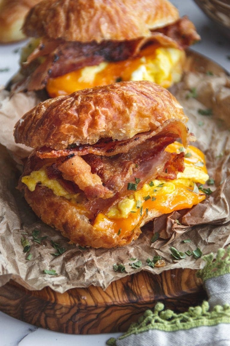 Bacon Eggs and Cheese Croissant Sandwiches - Sandra's Easy Cooking