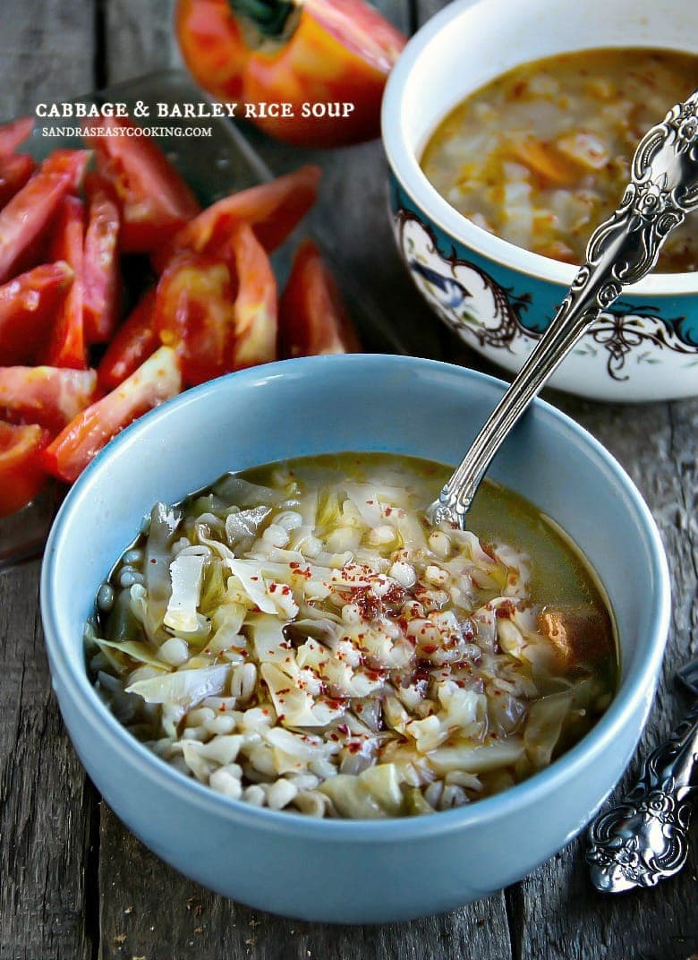 Cabbage and Barley Rice Soup • Sandra's Easy Cooking Soup Recipes