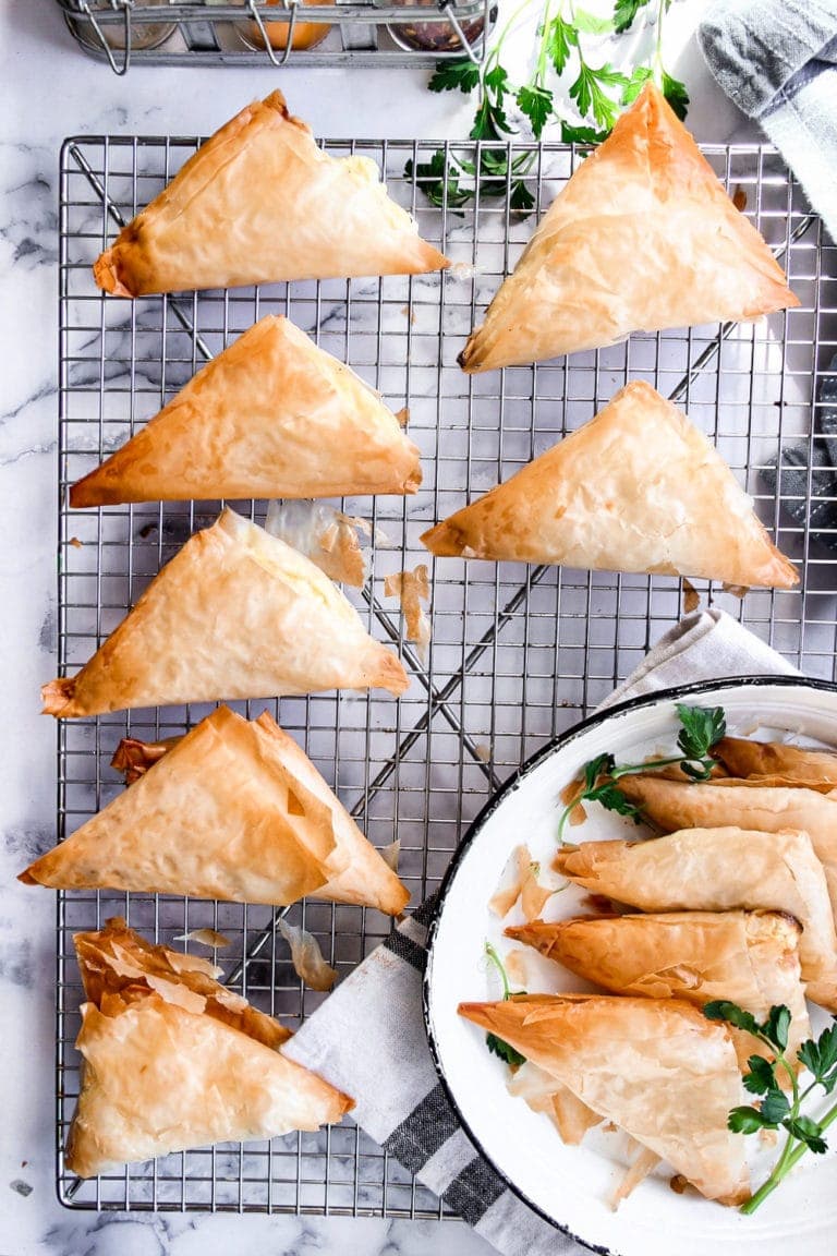 Phyllo Triangles Stuffed with Cheese • Sandra's Easy Cooking Appetizers