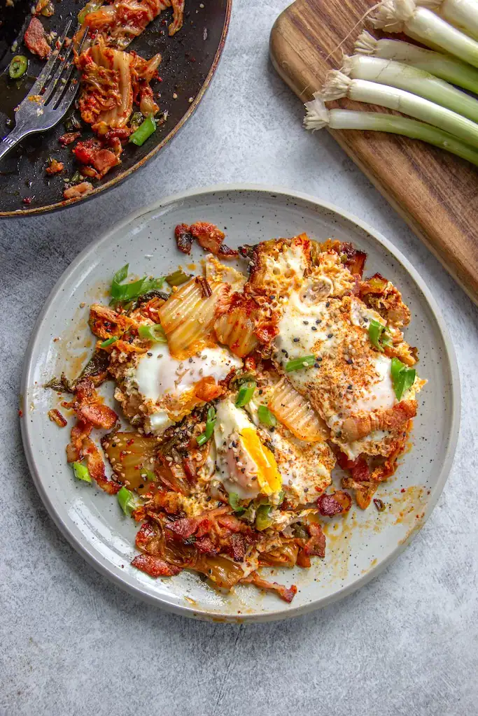 Kimchi with Smoked Bacon and Eggs • Sandra's Easy Cooking