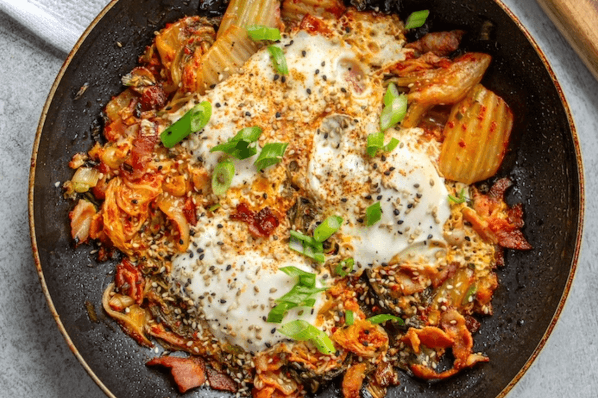 Kimchi with Smoked Bacon and Eggs • Sandra's Easy Cooking